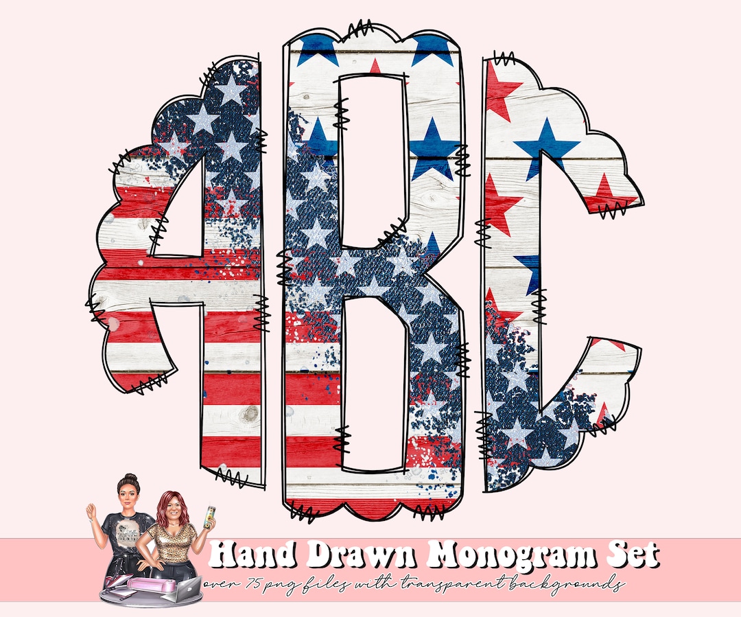 USA Flag Monogram Full Alphabet Individually Saved Monogram Letters ...