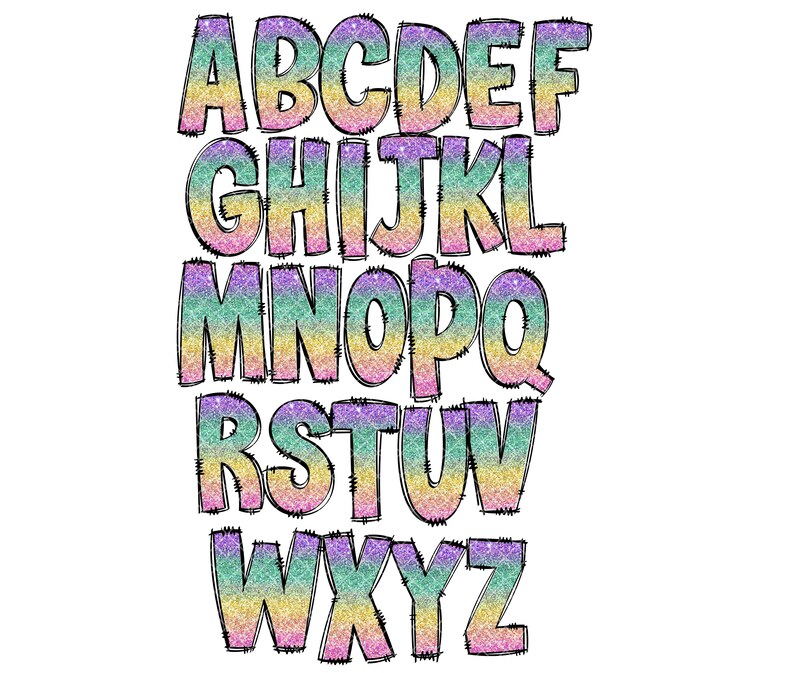 Ombre Rainbow Alphapack Digital Alphabet Printable Alphabet - Etsy