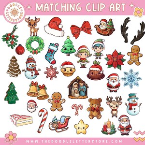 Christmas Clip Art Doodle Letters and Numbers, Uppercase Alphabet Set ...