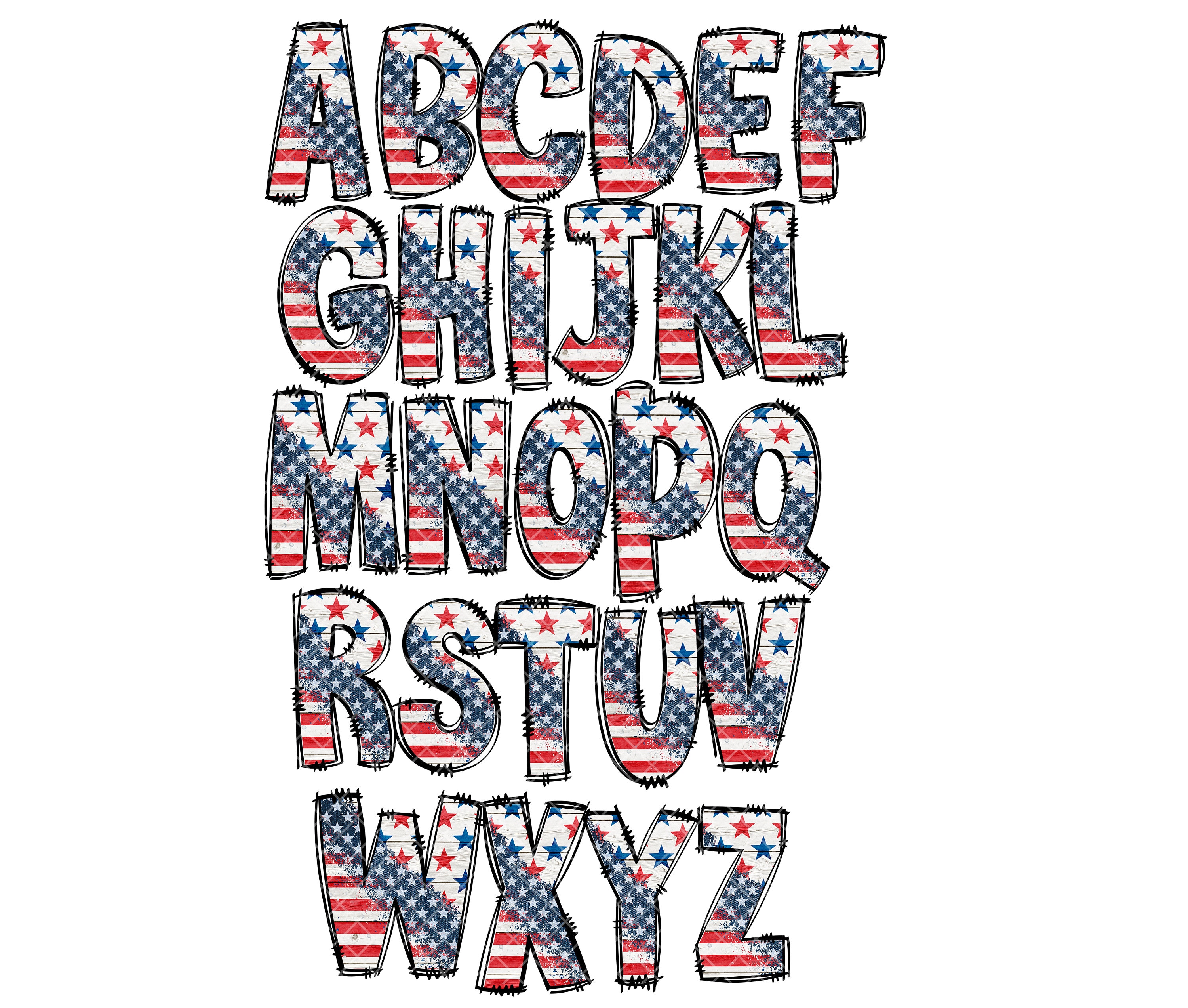 Rustic Flag Alphabet Letters PNG Bundle Patriotic USA Flag - Etsy