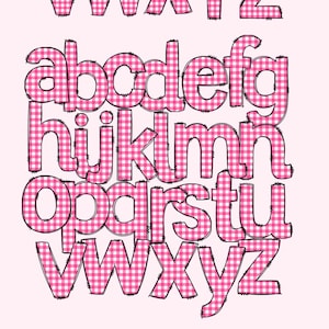 Pink Gingham Mega Doodle Letter Bundle, Alphabet Set, Clip Art Letters ...