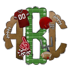 Maroon FOOTBALL Monogram Png Letters Fall Sports Sublimation - Etsy