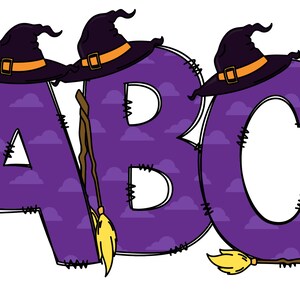 Halloween Doodle Letters, Spooky Sublimation Font, Witch Pumpkin Doodle ...