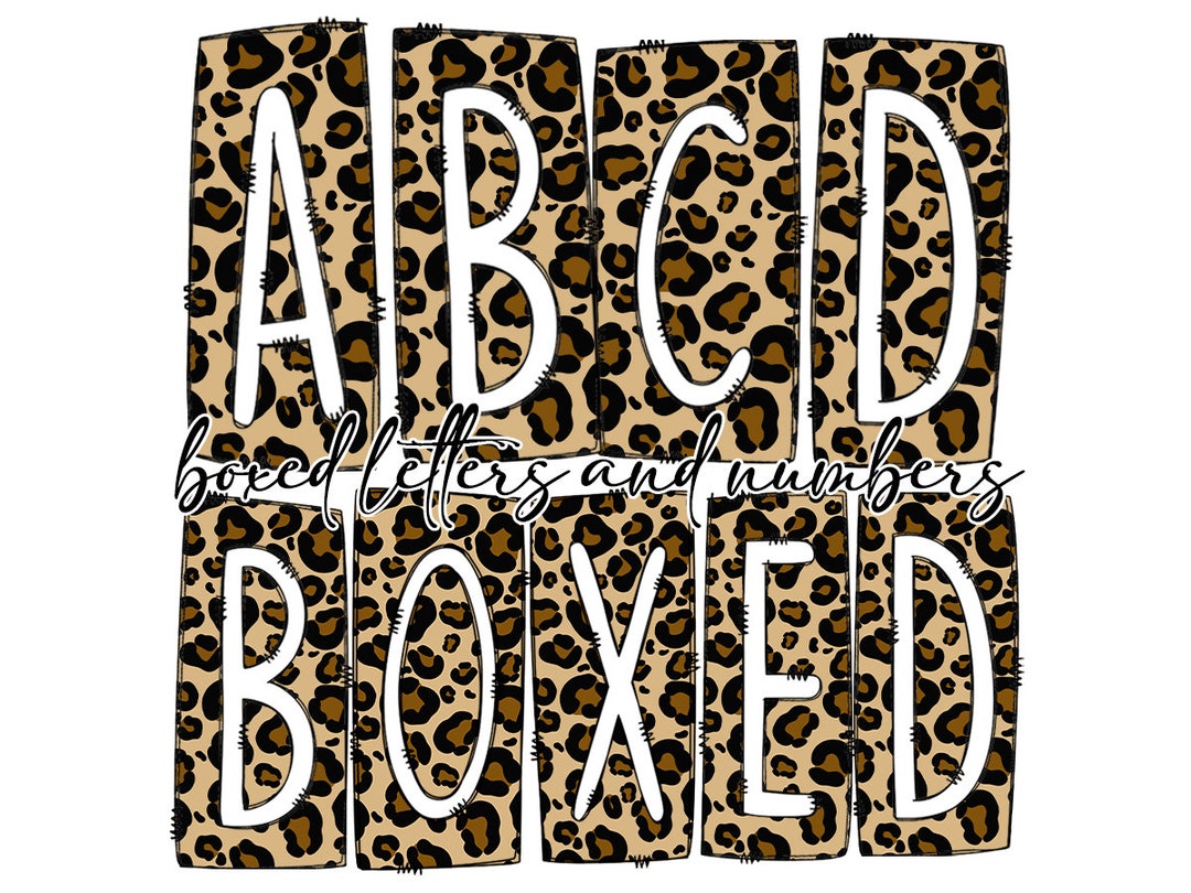 Leopard Print Cheetah Box Doodle Letters, Western Hand Drawn Doodle ...