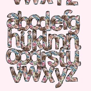 Floral Boho Leaopard Mega Doodle Letter Bundle, Alphabet Set, Clip Art ...