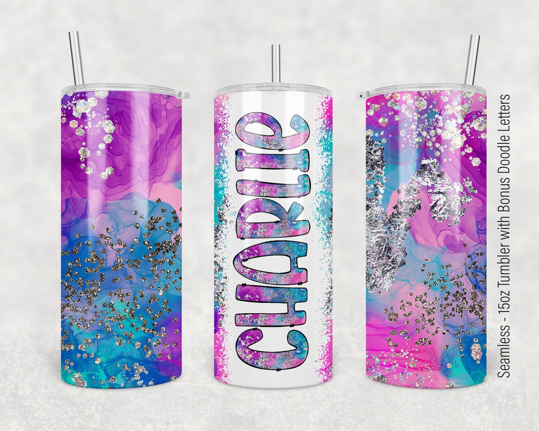 15oz Tumbler Wrap With Matching Doodle Letters, Hand Drawn Alphabet ...
