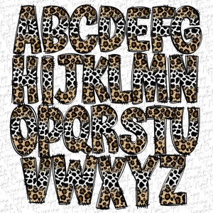 Leopard Cow Hide Doodle Letters, Cheetah Cow Print Doodle Letters ...