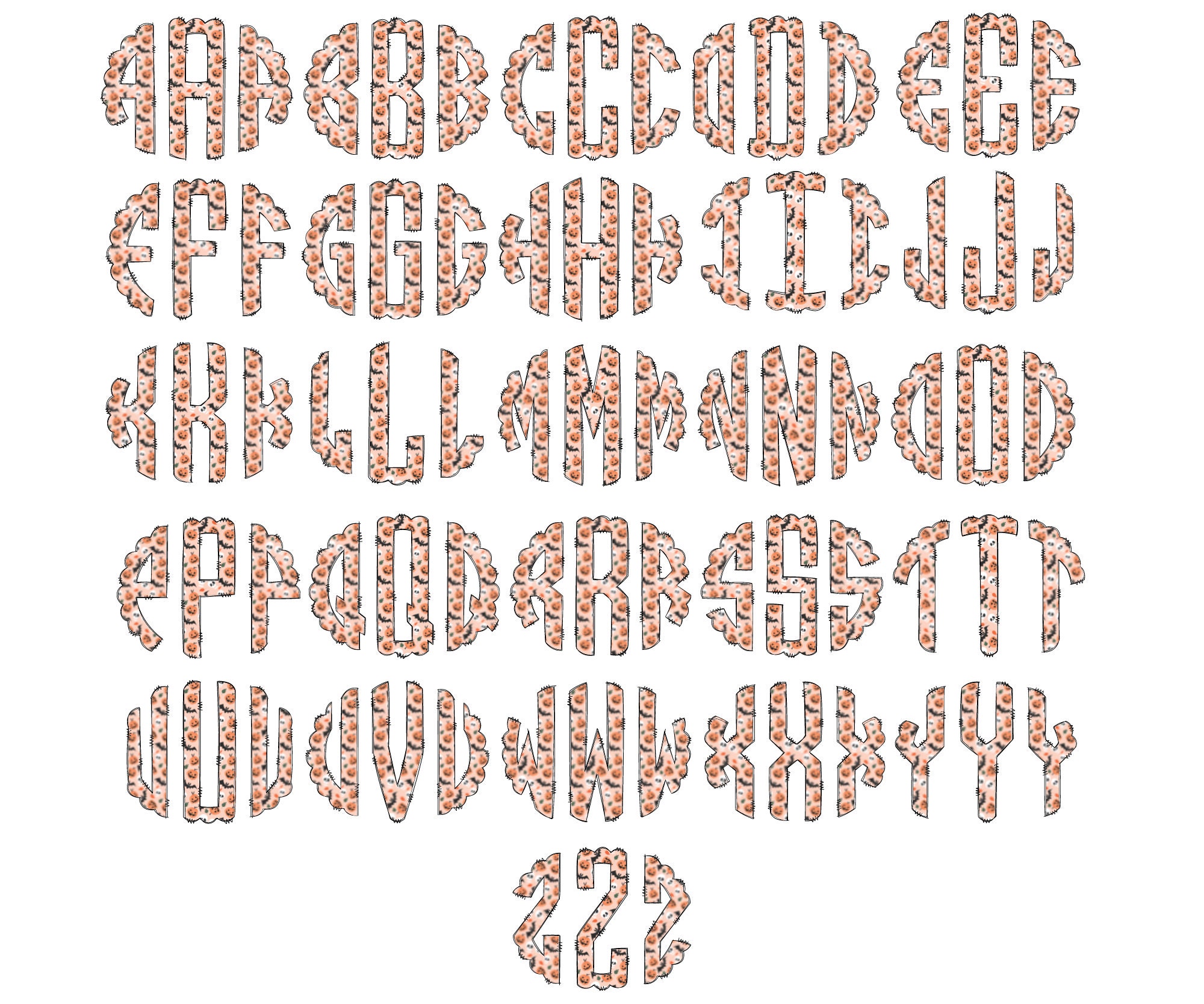 Boho Halloween Monogram Full Alphabet Individually Saved - Etsy