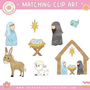 Nativity Christmas Clip Art Doodle Letters and Numbers, Christian ...