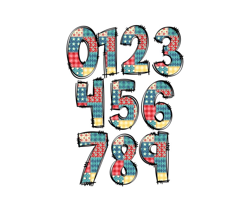 Patchwork Doodle Letters PNG Bundle, Quilt Rustic Bright Hand Drawn ...