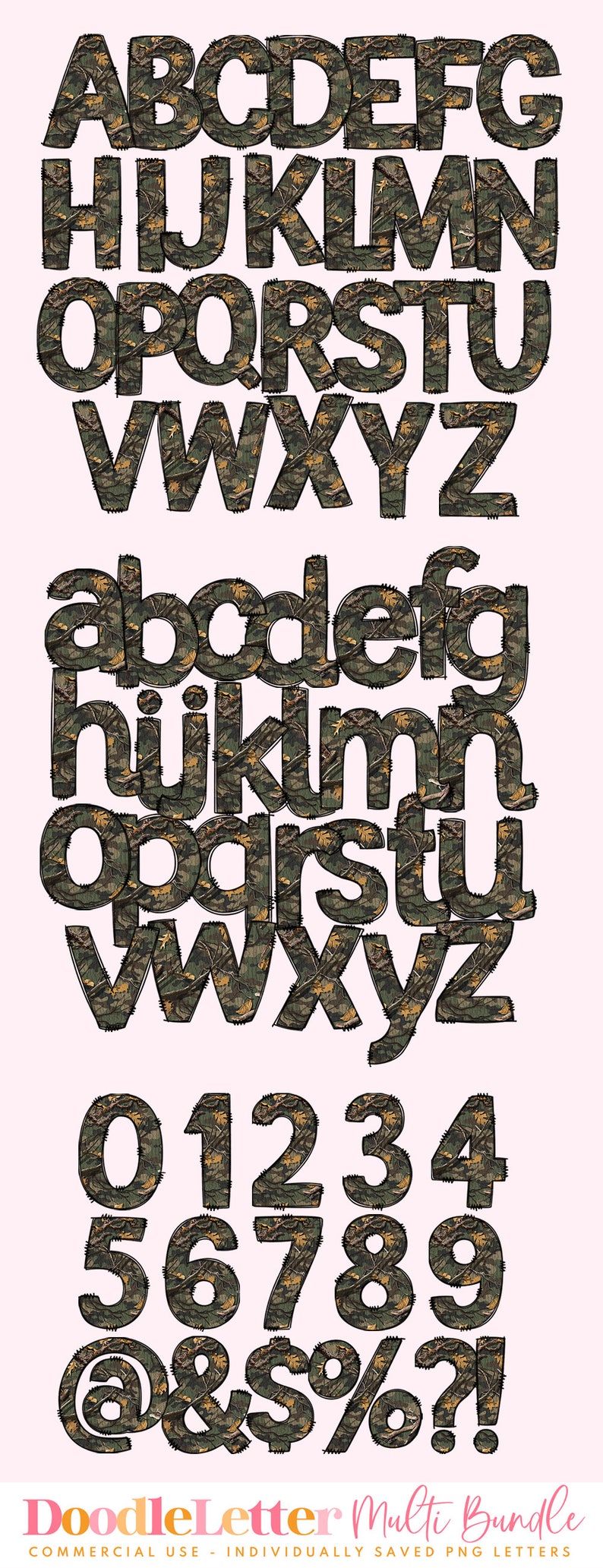 Hunting Camo Mega Doodle Letter Bundle, Bright Colorful Floral Alphabet ...