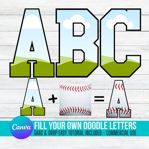 Fill Your Own VARSITY Letters on CANVA With Commercial Use - Etsy