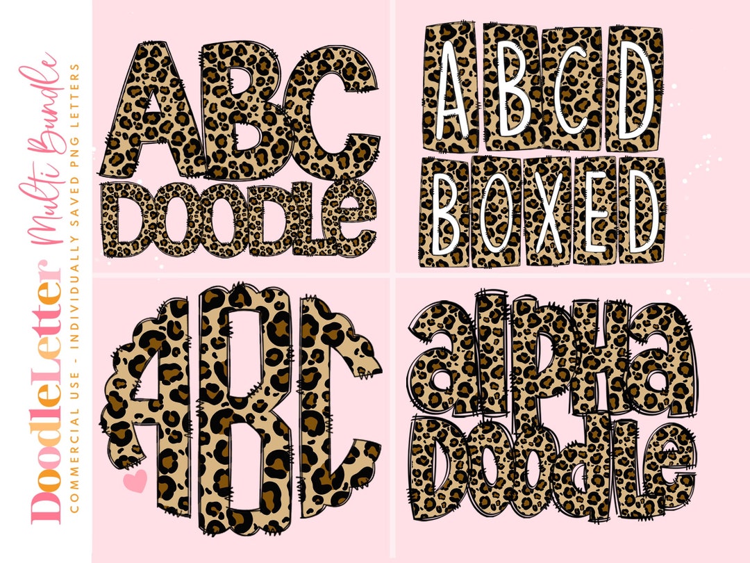 Leopard Hand Drawn Mega Doodle Letter Bundle, Alphabet Set, Clip Art ...