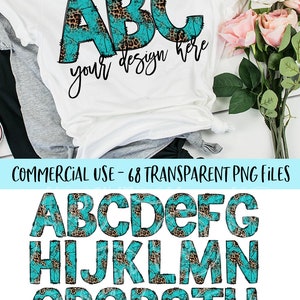 Leopard Turquoise Print Alphabet Letters Bundle, Cheetah Bleach Western ...