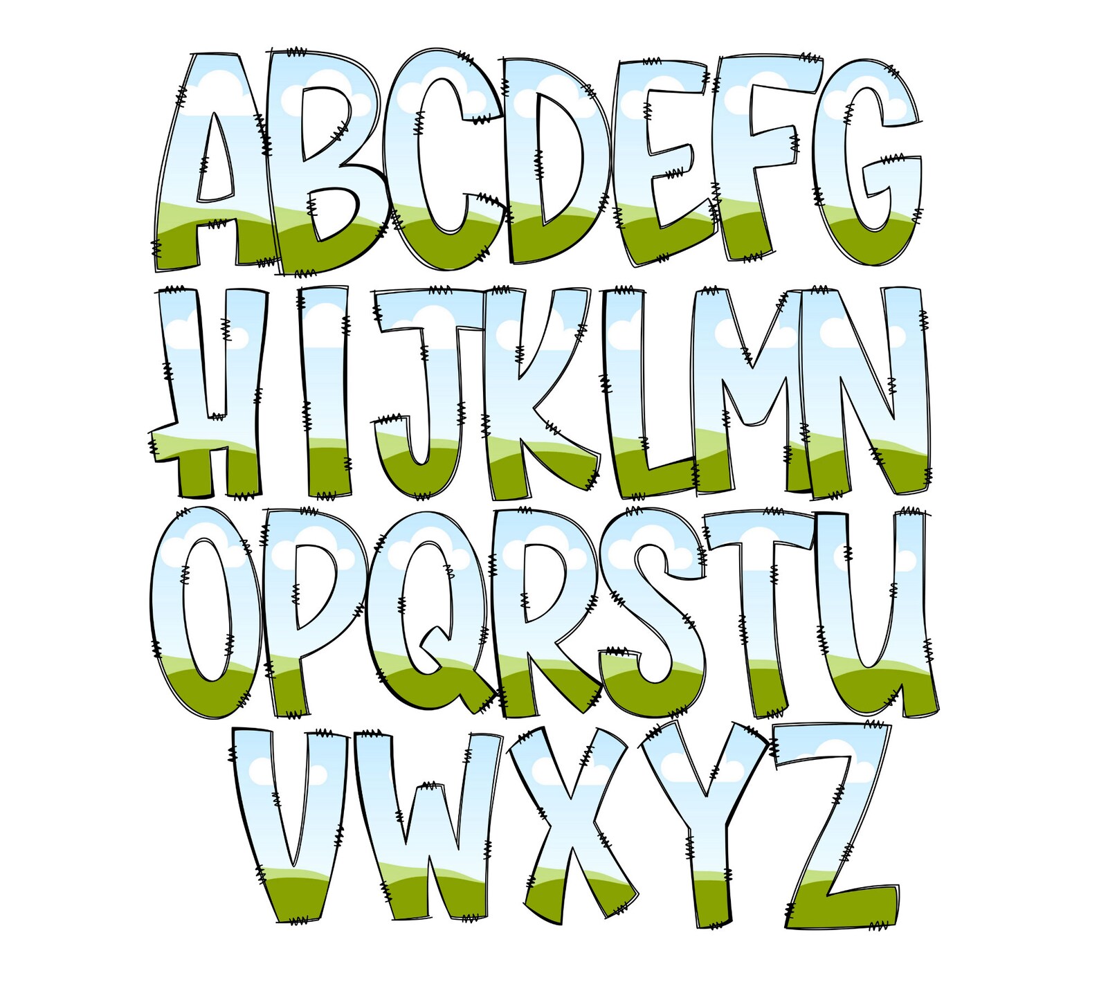 Fill Your Own Doodle Letters On CANVA With Commercial Use Etsy