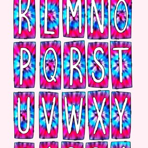 Pink and Blue Tie Dye Mega Doodle Letter Bundle, Alphabet Set, Clip Art ...