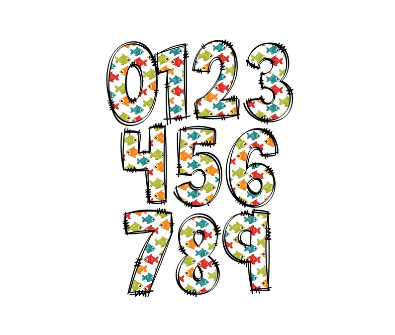 Kids Fishing Alphabet Letters PNG Bundle Fish Doodle Letters - Etsy