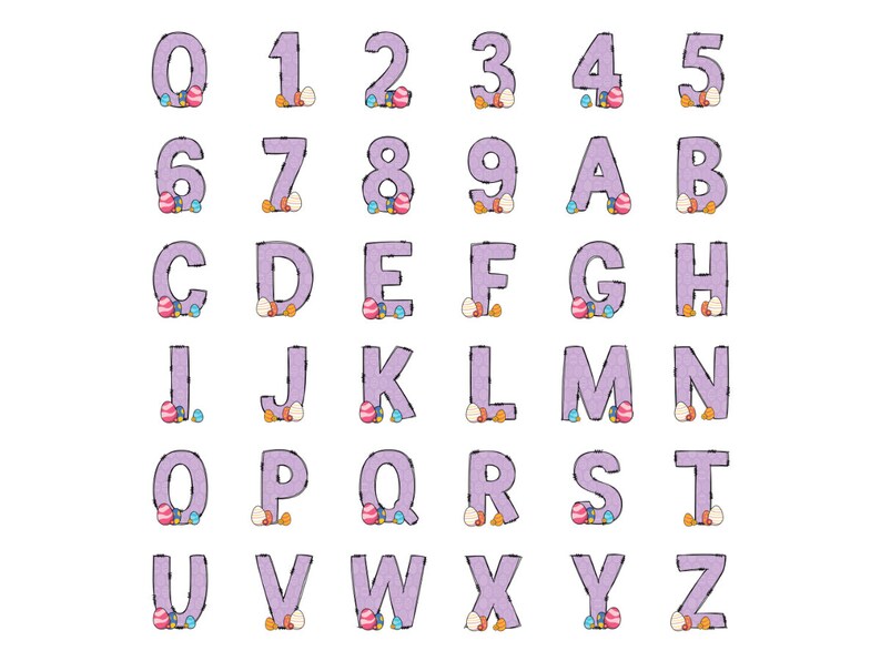 Easter Bunny Alphabet Letters PNG Bundle, Easter Eggs, Spring Floral ...