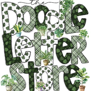 Plant Obsessed Doodle Alphabet Letters Sublimation House Plant Monstera ...
