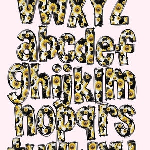Sunflower Cow Mega Doodle Letter Bundle, Alphabet Set, Clip Art Letters ...