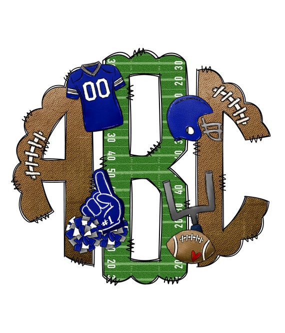 Blue FOOTBALL Monogram Png Letters Fall Sports Sublimation - Etsy