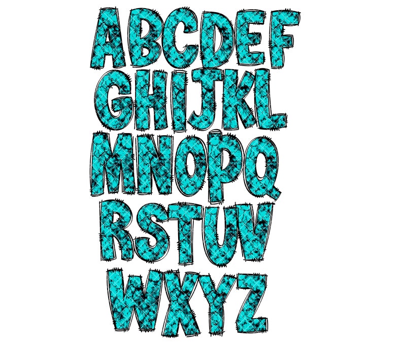 Turquoise Wester Alphabet Letters PNG Bundle Country Rock - Etsy