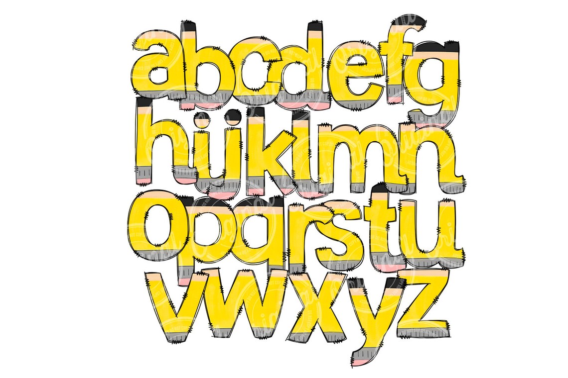 Teacher Doodle Letters Back to School Pencil Hand Drawn - Etsy