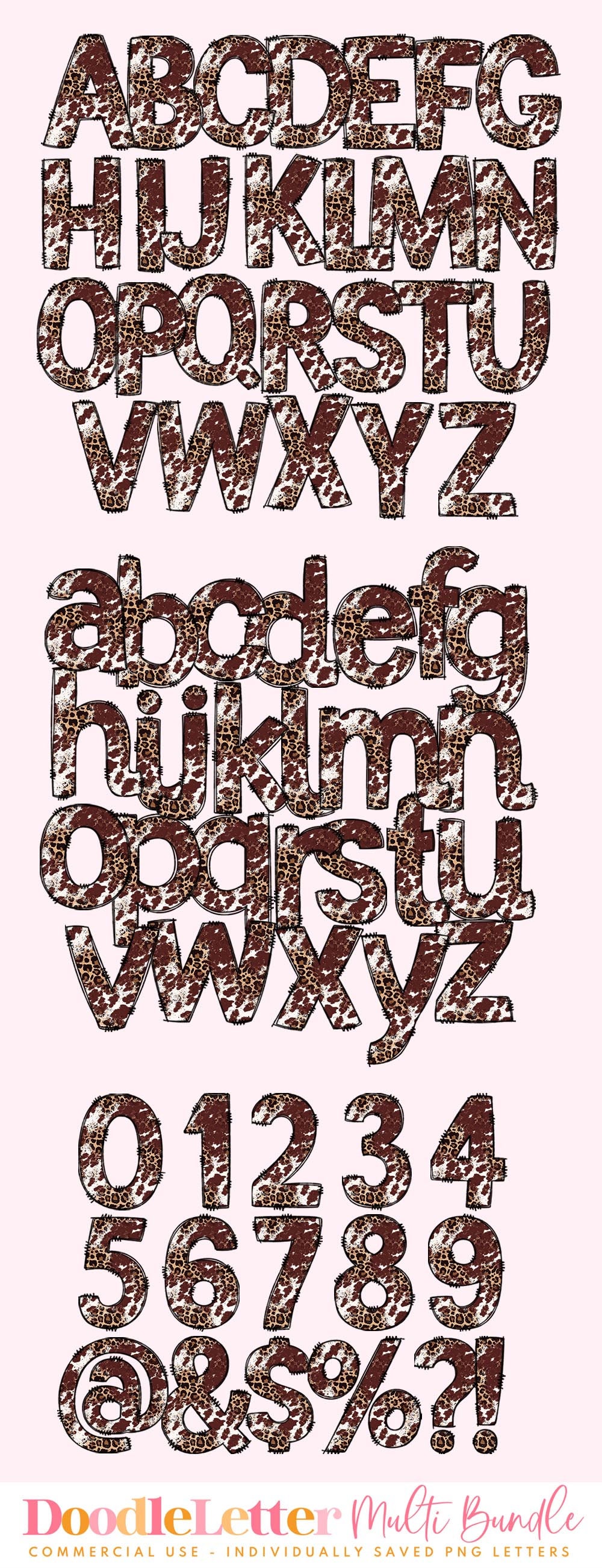 Cowhide Leopard Mega Doodle Letter Bundle, Alphabet Set, Clip Art ...
