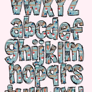 Fishing Mega Doodle Letter Bundle, Bright Colorful Floral Alphabet Set ...