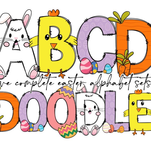 Easter Alphabet Doodle - Etsy