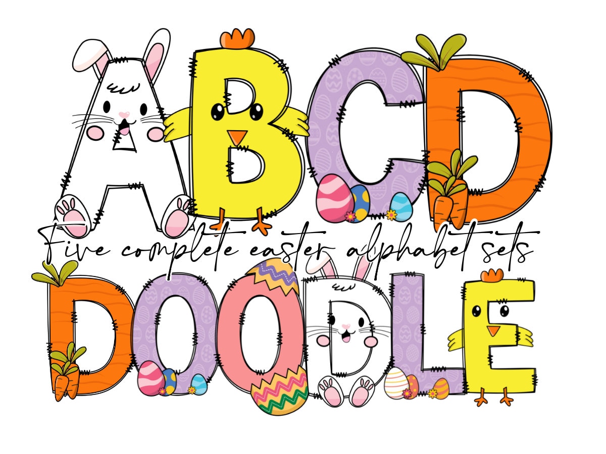 Easter Bunny Alphabet Letters PNG Bundle Easter Eggs Spring - Etsy