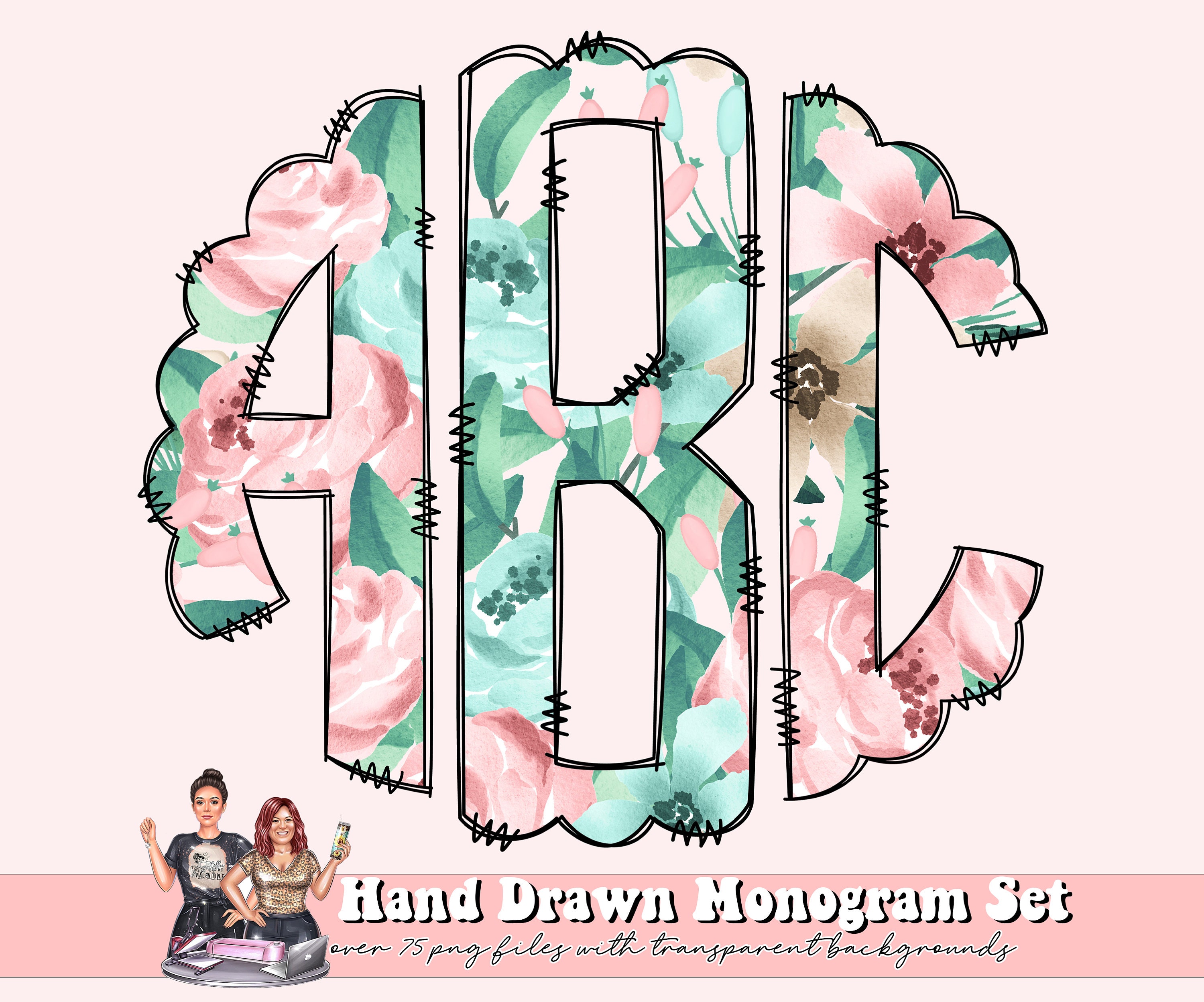 Floral Monogram Full Alphabet Individually Saved Monogram Letters ...