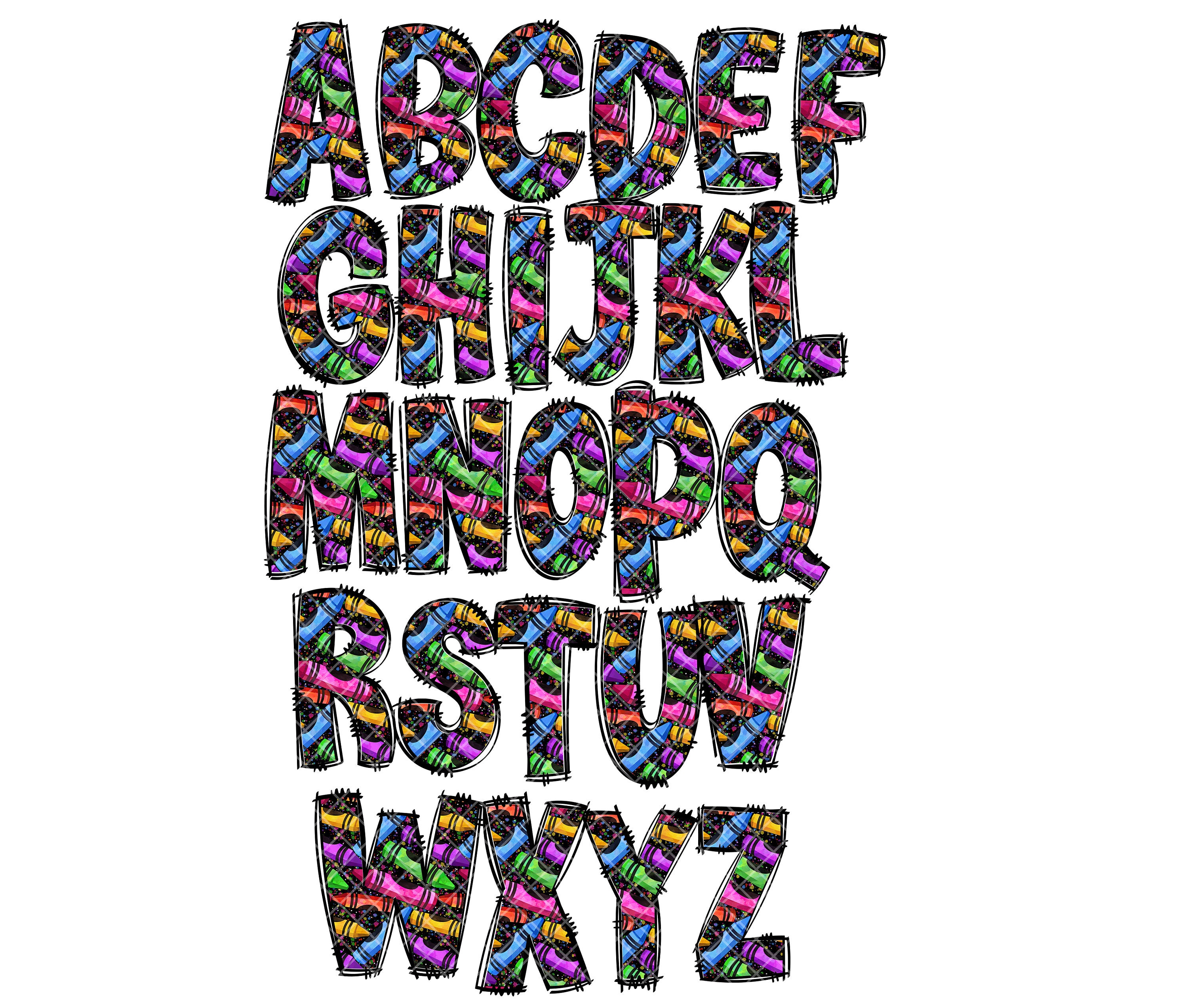 Teacher Doodle Letters Back to School Crayon Hand Drawn - Etsy