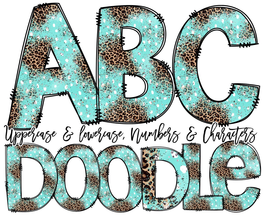 Turquoise Leopard Print Alphabet Letters Bundle, Leopard Print Animal ...