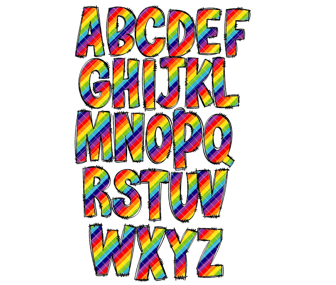 Rainbow Alphabet Letters PNG Bundle Rainbow Colourful Bright - Etsy