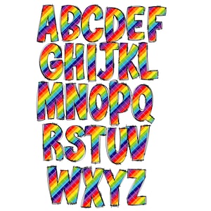 Rainbow Alphabet Letters PNG Bundle, Rainbow Colourful Bright Hand ...
