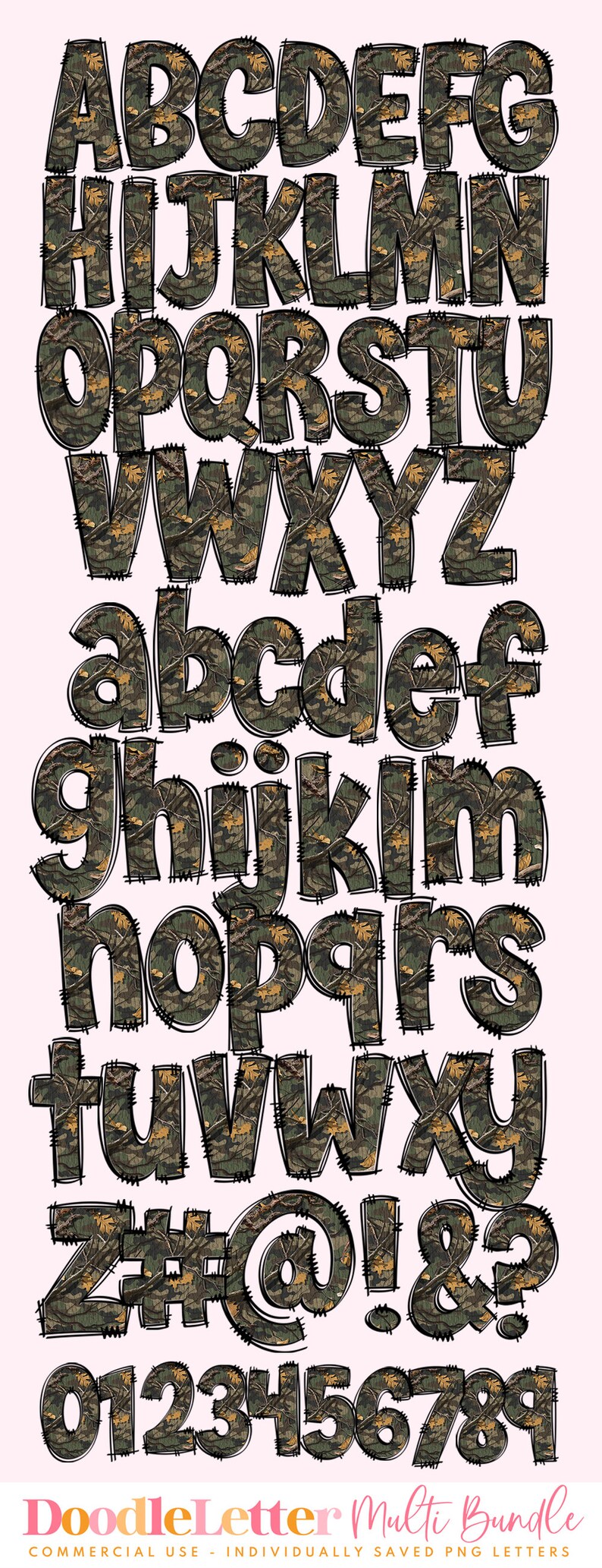 Hunting Camo Mega Doodle Letter Bundle, Bright Colorful Floral Alphabet ...