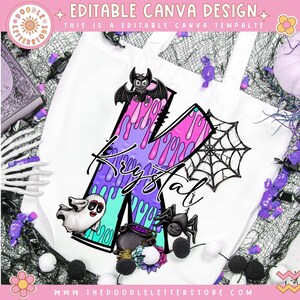 EDITABLE Halloween Doodle Letter, CANVA TEMPLATE, Make Your Own Name ...
