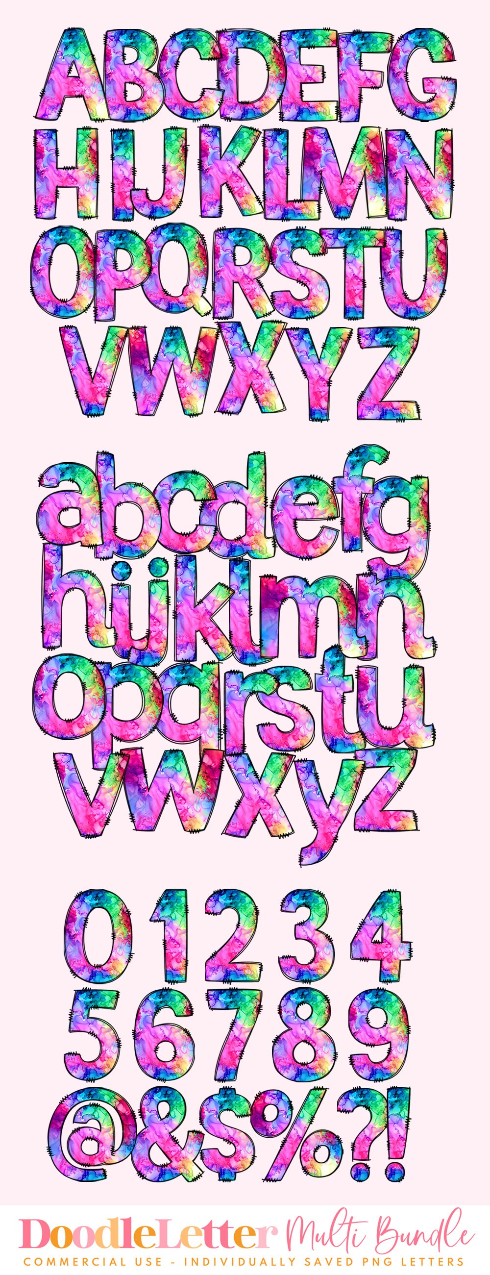 Alcohol Ink Rainbow Mega Doodle Letter Bundle, Alphabet Set, Clip Art ...