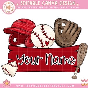 EDITABLE Baseball Name Holder Banner, Canva Template, Make Your Own ...