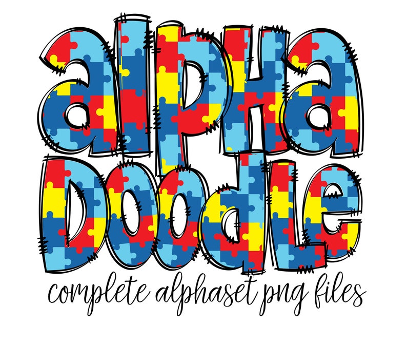 Autism Doodle Alphabet Letters PNG Bundle, Autistic Awareness, Autism ...