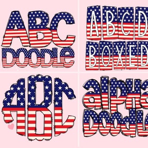 Usa Bright Flag Mega Doodle Letter Bundle, Alphabet Set, Clip Art ...