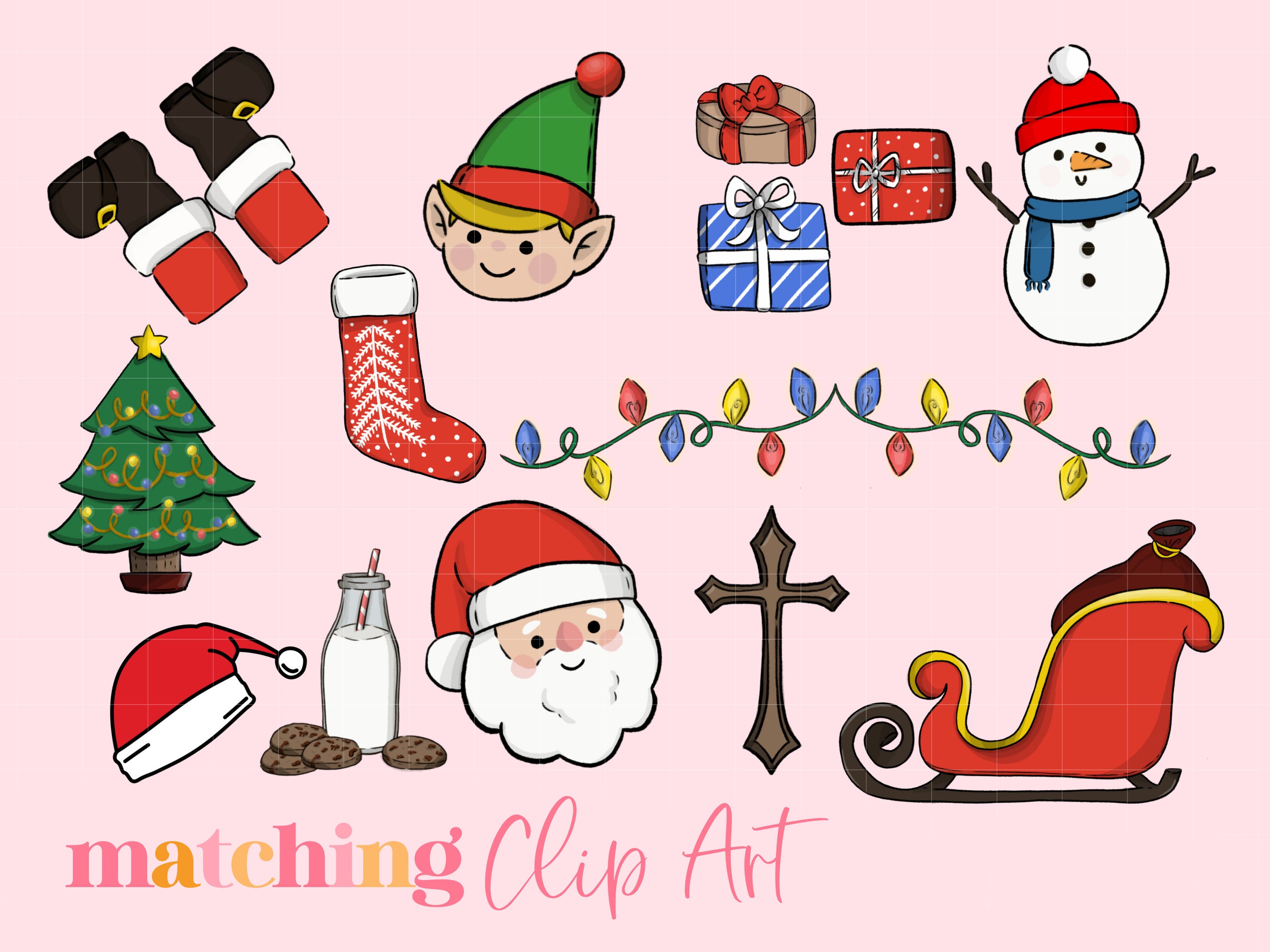 Christmas Clip Art & Doodle Letters and Numbers Uppercase - Etsy
