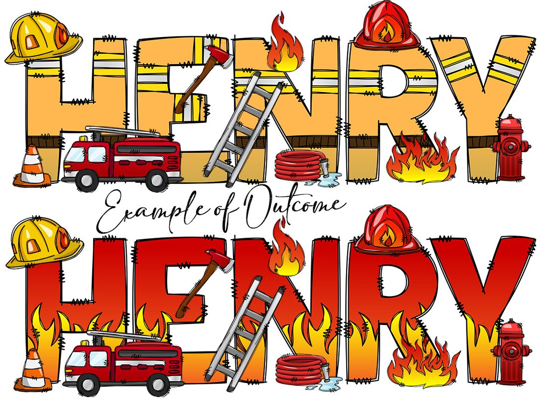 Firefighter Clip Art + Doodle Letters and Numbers, Fire Man Uppercase ...