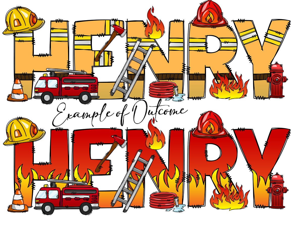 Firefighter Clip Art Doodle Letters and Numbers Fire Man - Etsy
