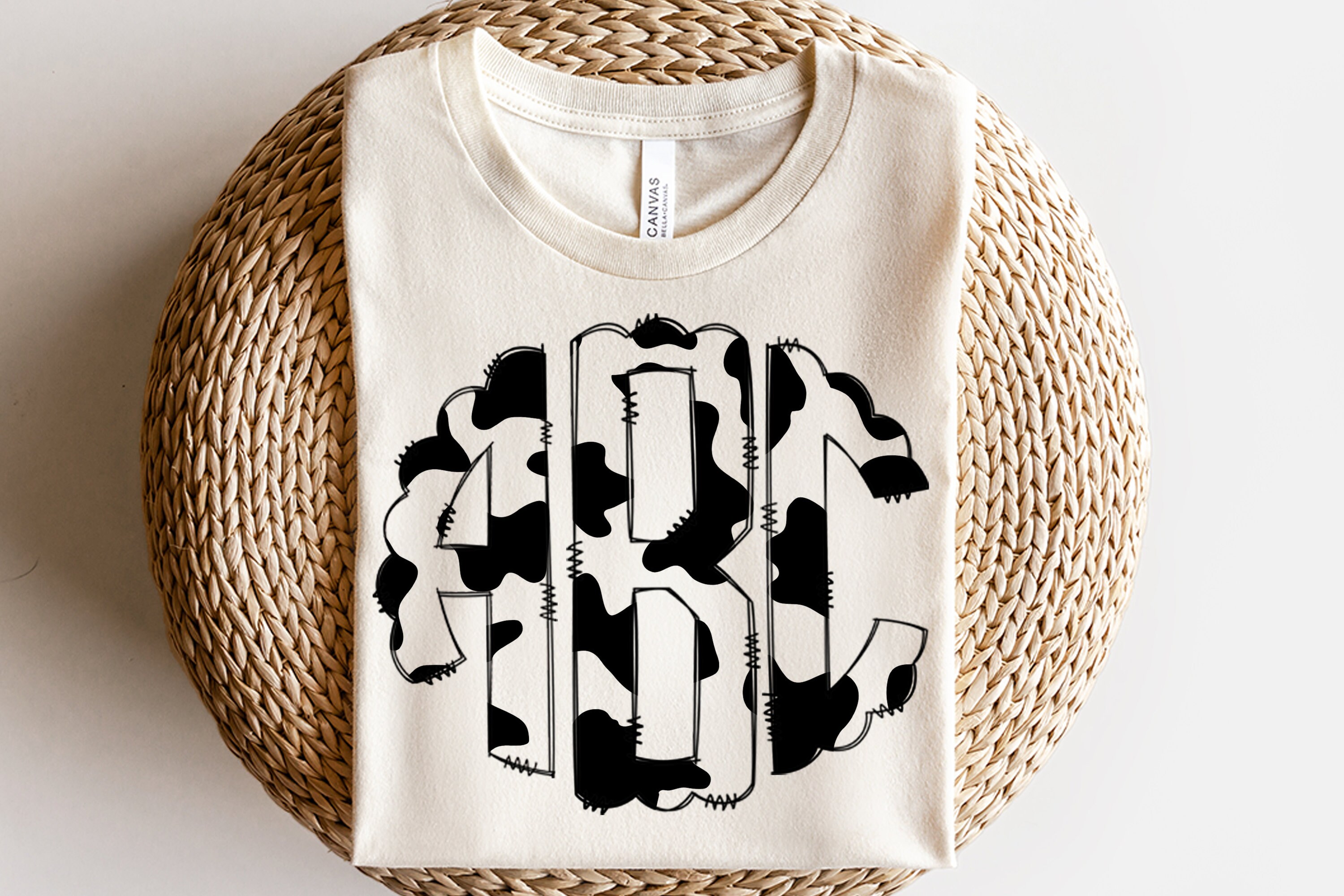 Cow Print Monogram PNG File Sublimation Monogram Monogram - Etsy