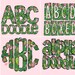 Green Cactus Mega Doodle Letter Bundle, Bright Colorful Floral Alphabet ...