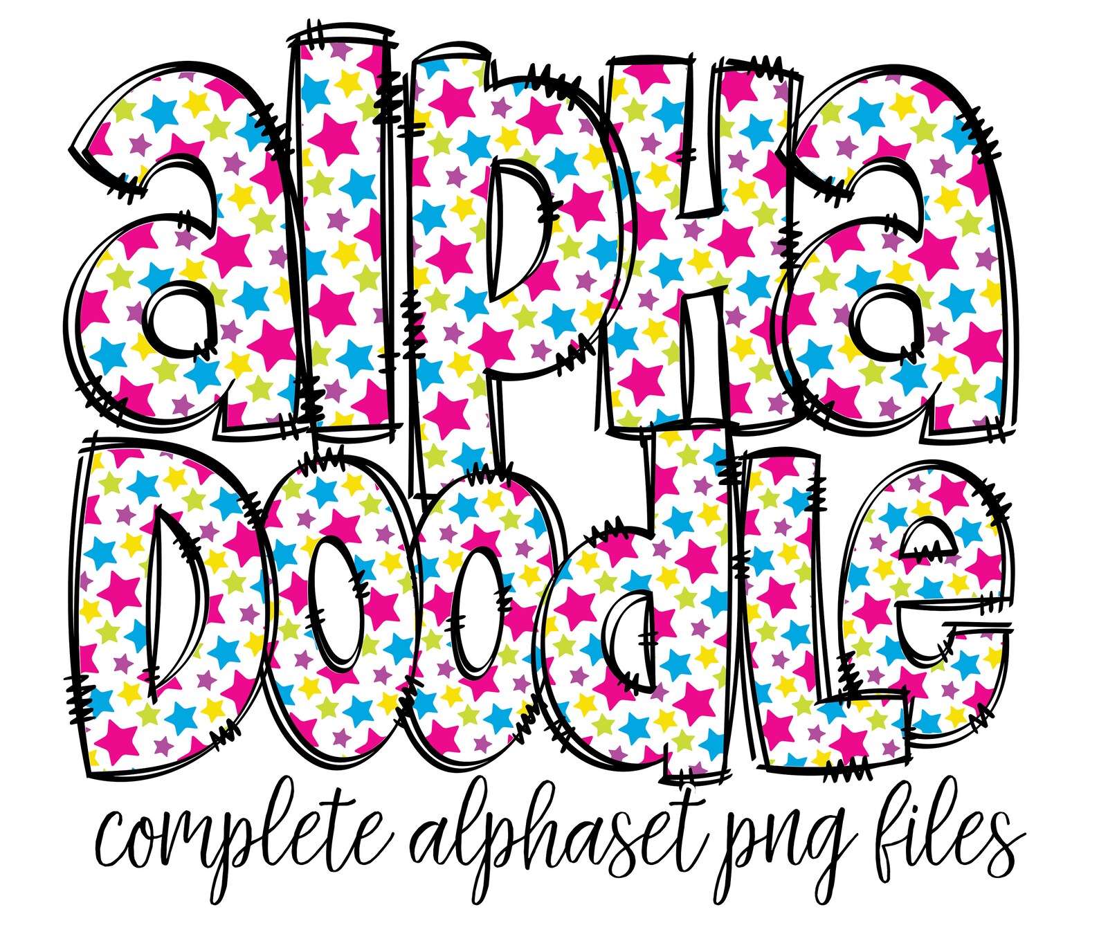 Bright Rainbow Alphabet Letters PNG Bundle Unicorn Doodle - Etsy