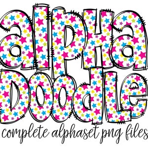 Bright Rainbow Alphabet Letters PNG Bundle, Unicorn Doodle Letters ...