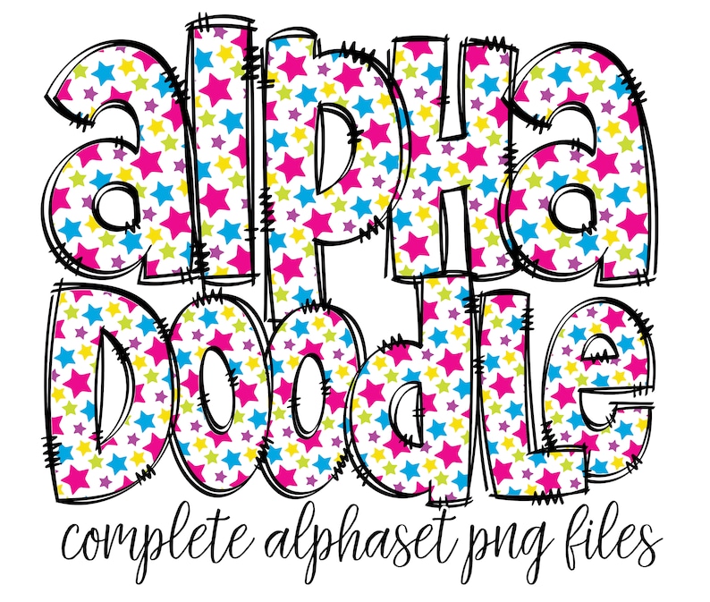 Bright Rainbow Alphabet Letters PNG Bundle Unicorn Doodle - Etsy